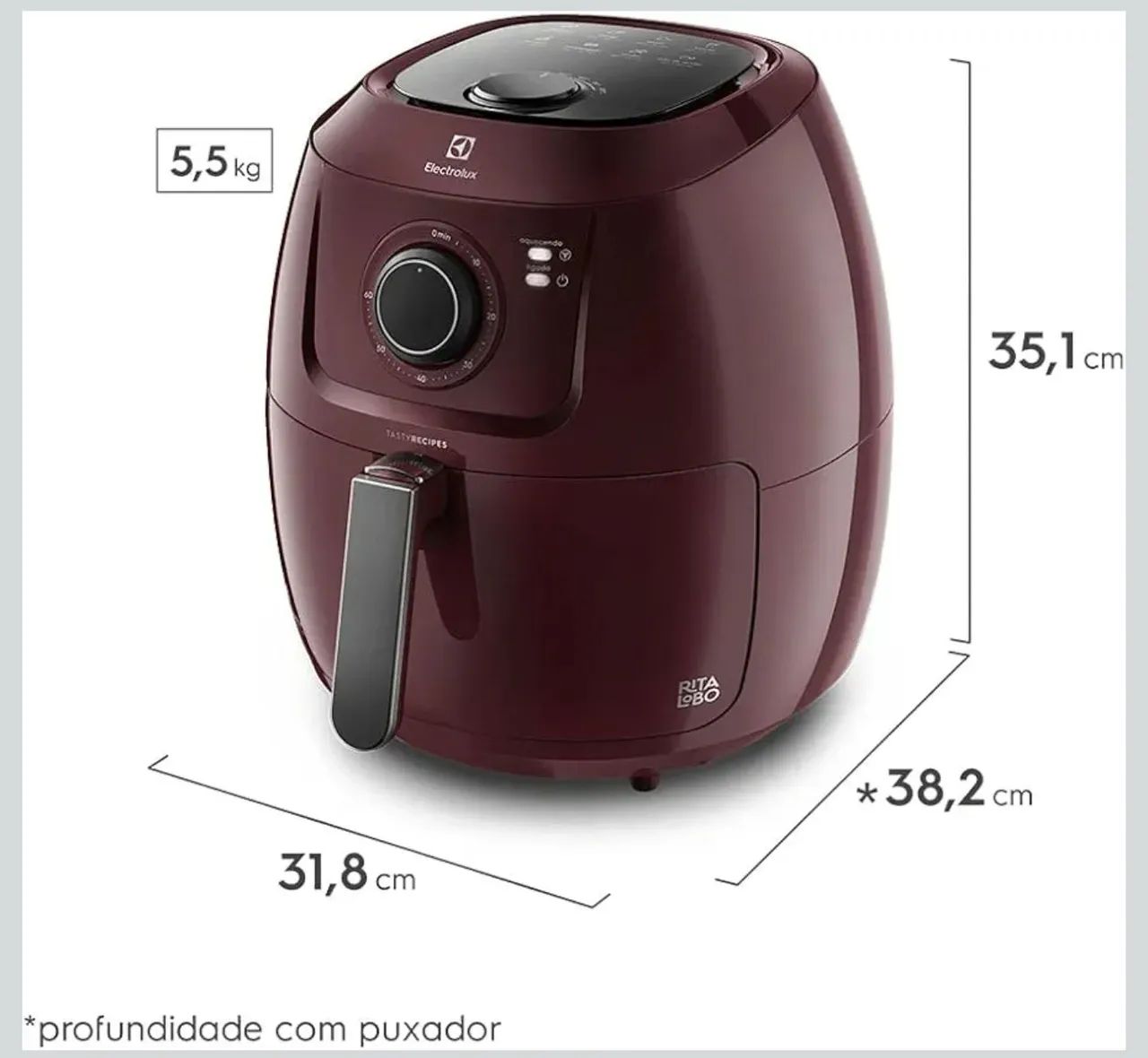 Fritadeira Air Fryer Electrolux 5L 1700W Rita Lobo EAF51 LACRADA com NF ...