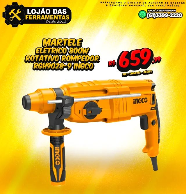 Martele Elétrico 800w Rotativo Rompedor RGh9028-9 Ingco - Ferramentas ...