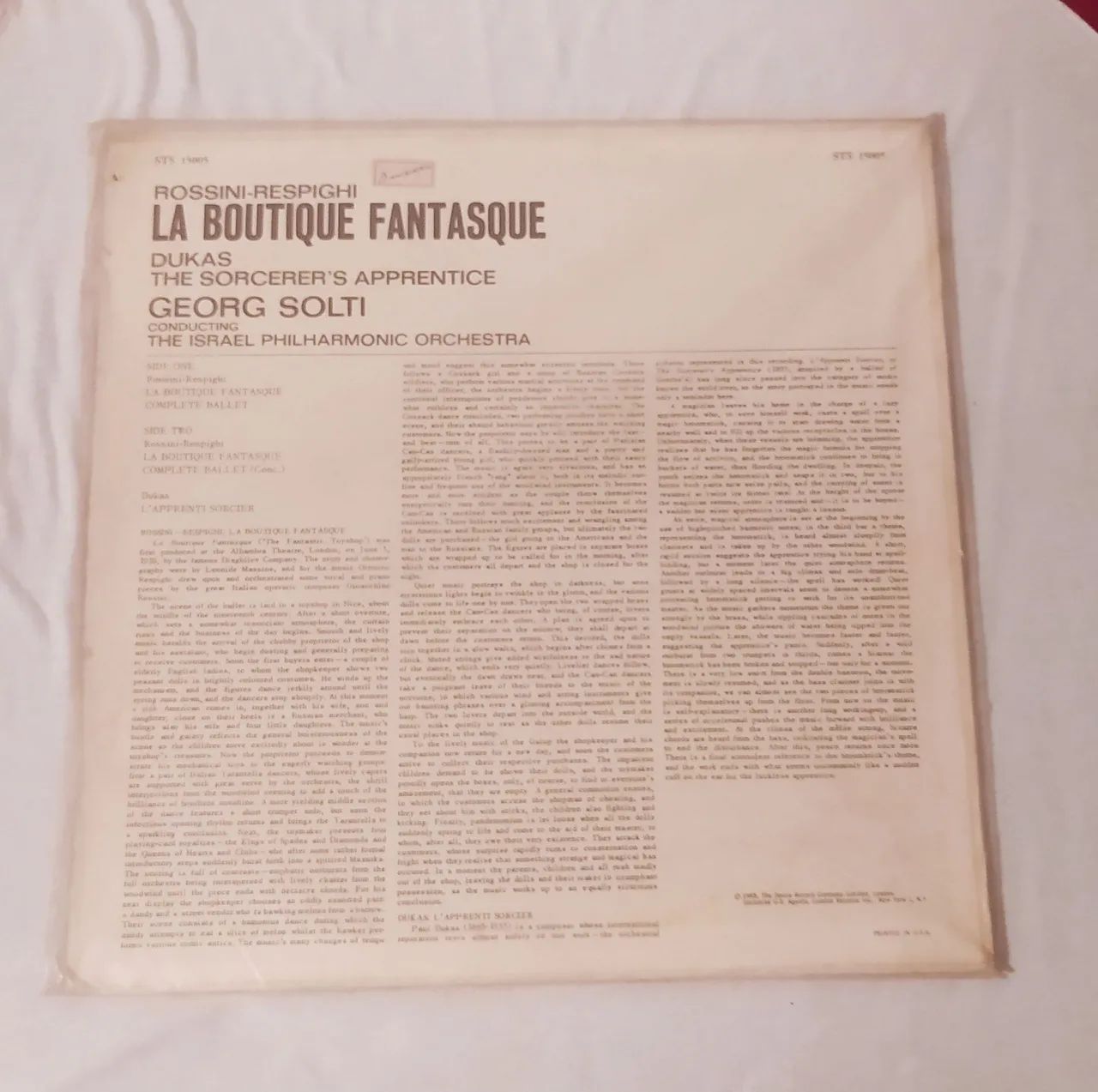 Disco Vinil Rossini - Respighi - La Boutique Fantasque - Israel ...