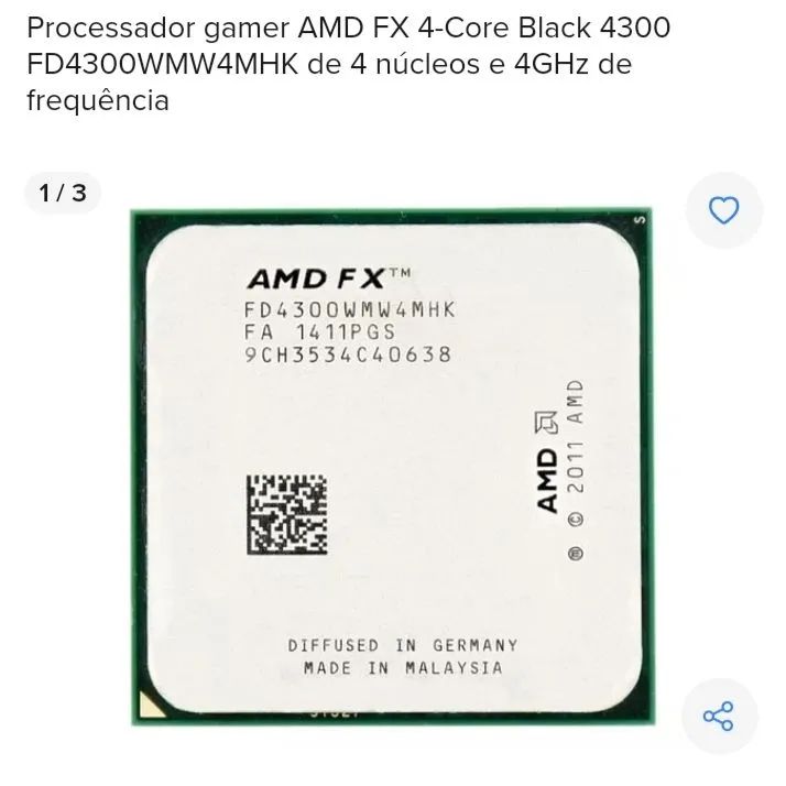 AM3+ Processador AMD FX 4-Core Black 4300 FD4300WMW4MHK - Processadores ...