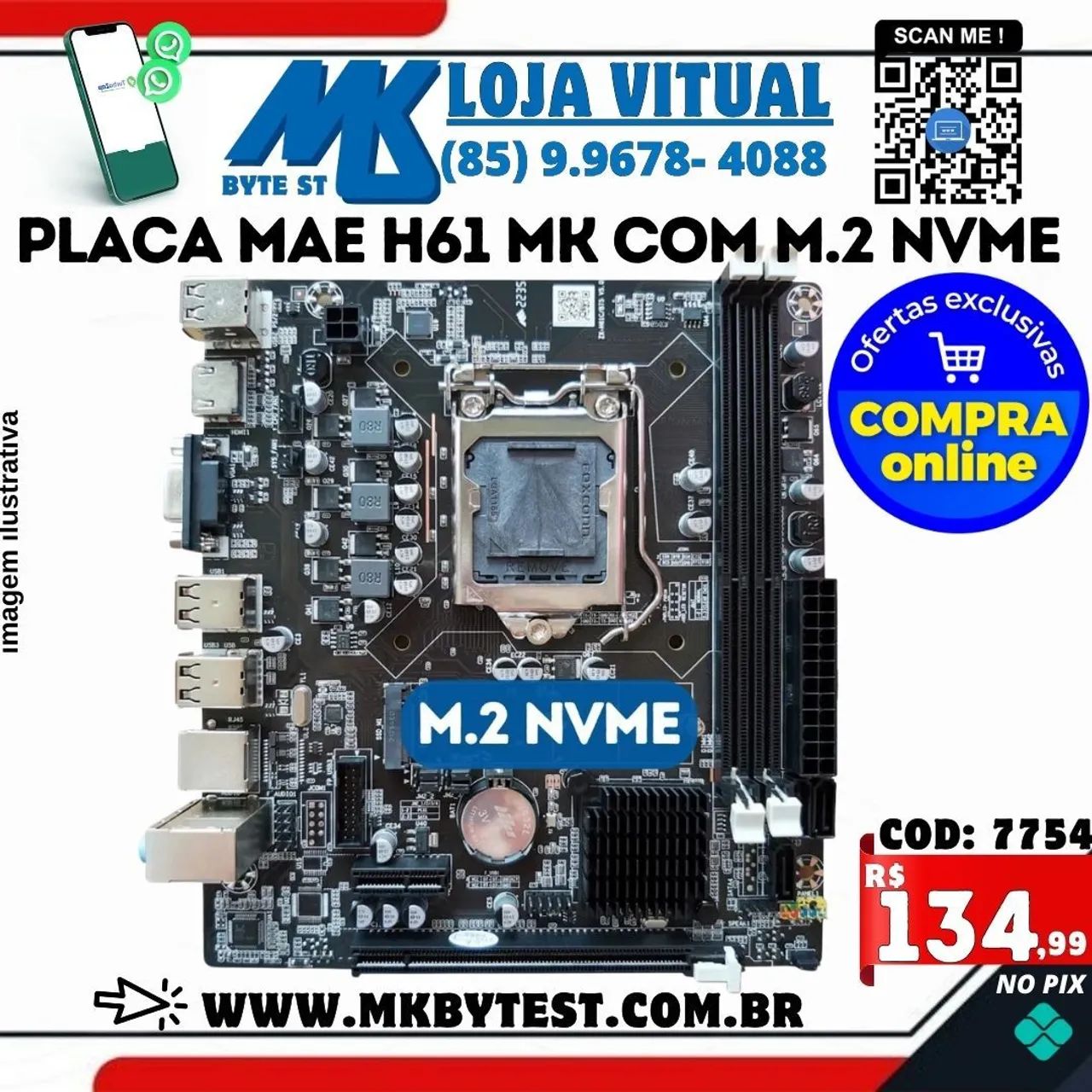 Placa Mãe H61 MK com M.2 NVME - Periféricos e Acessórios de Computador ...