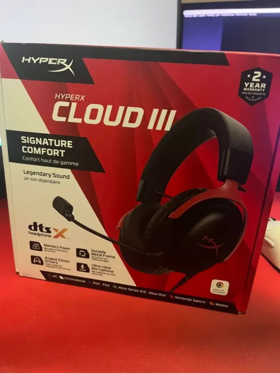 Headset Gamer HyperX Cloud III, DTS, Drivers 53mm, USB, PC, PS5, PS4, XBOX Series X/S, Xbo ...