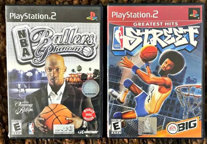 2 GAMES ORIGINAIS PS2 NBA BALLERS PHENOM ( DISCO DUPLO) e NBA STREET ...