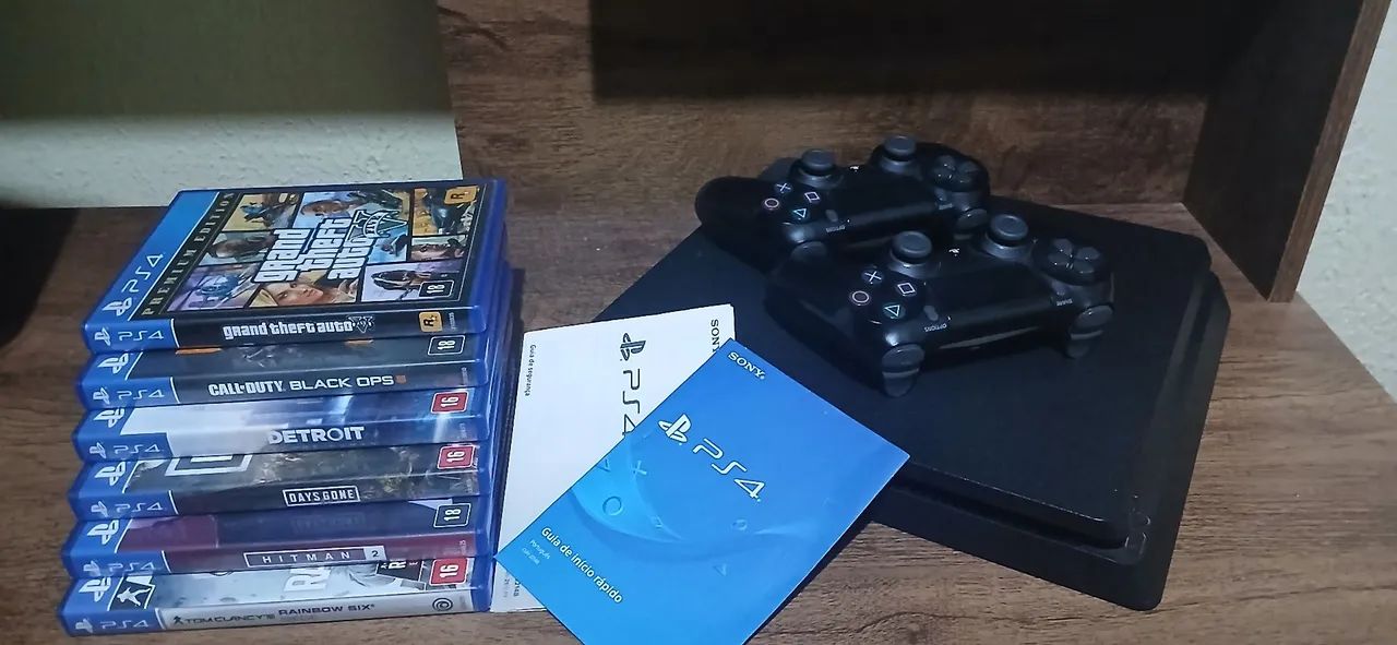 PS4 SLIM 1TB + 2 CONTROLES + 6 JOGOS - Consoles de Vídeo Game - Camping ...