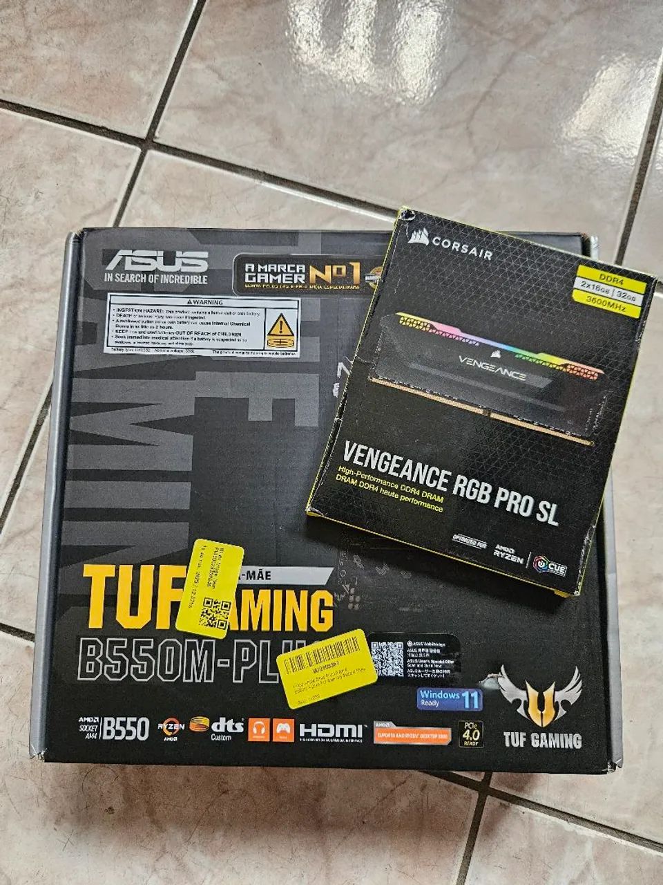 Memória Ram 2X16 Corsair RGB Pro 32GB 3600MHz + Asus TUF B550M-Plus ...