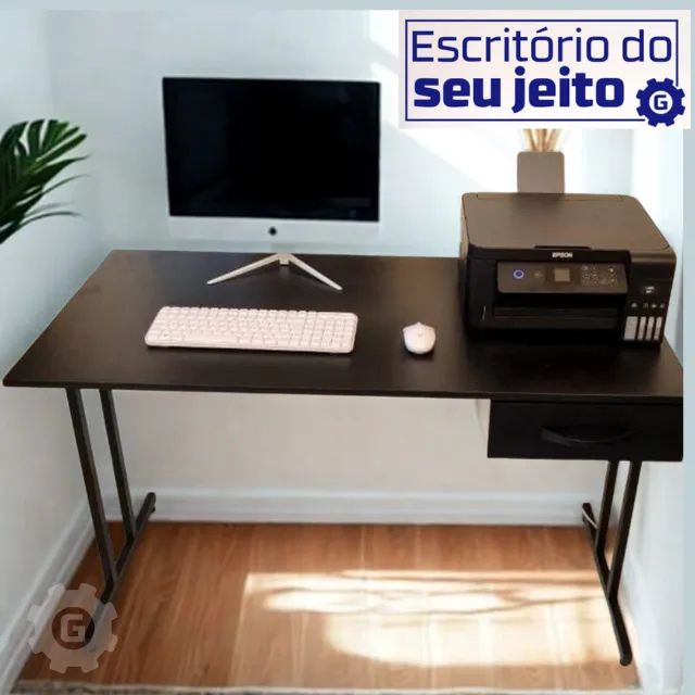 Escrivaninha 1,20M com Gaveta NOVA Multiuso Mesa de Escritório Computador Notebook Estudo ...