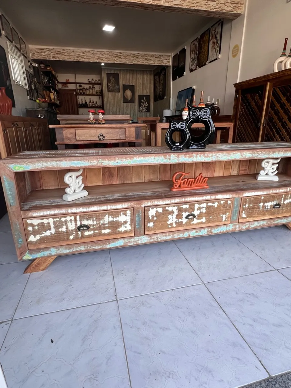 "rack rustico de madeira" - Racks e Painéis no Brasil
