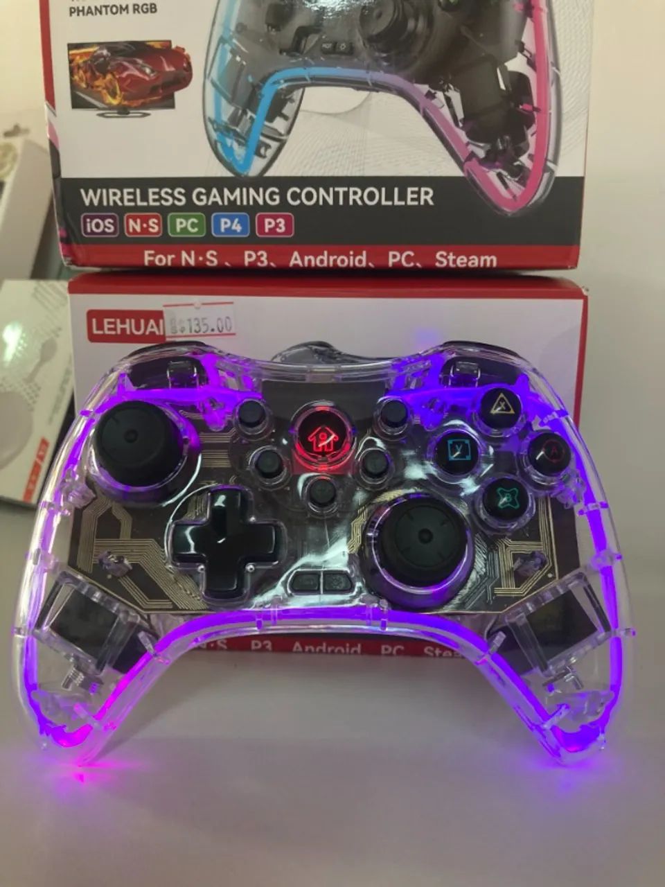 CONTROLE SEM FIO RGB PARA PC NINTENDO SWITCH TV ANDROID IOS PS3 STEAM ...