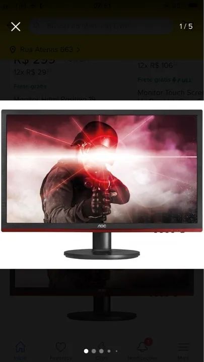 Monitor Gamer AOC 24 polegadas Full HD 75Hz - Dispositivos de Streaming ...