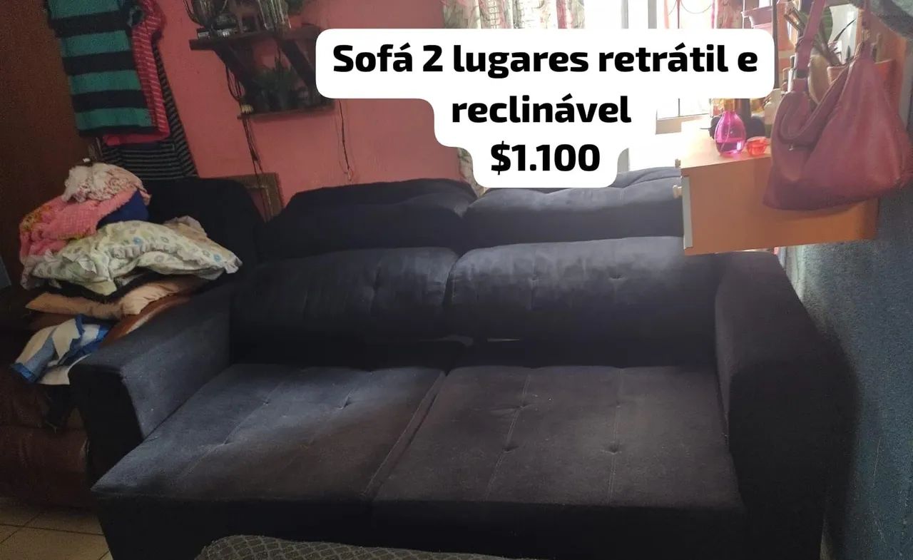 Sofá 2 lugares retrátil e reclinável bem conservado $1.100 Entrego ...