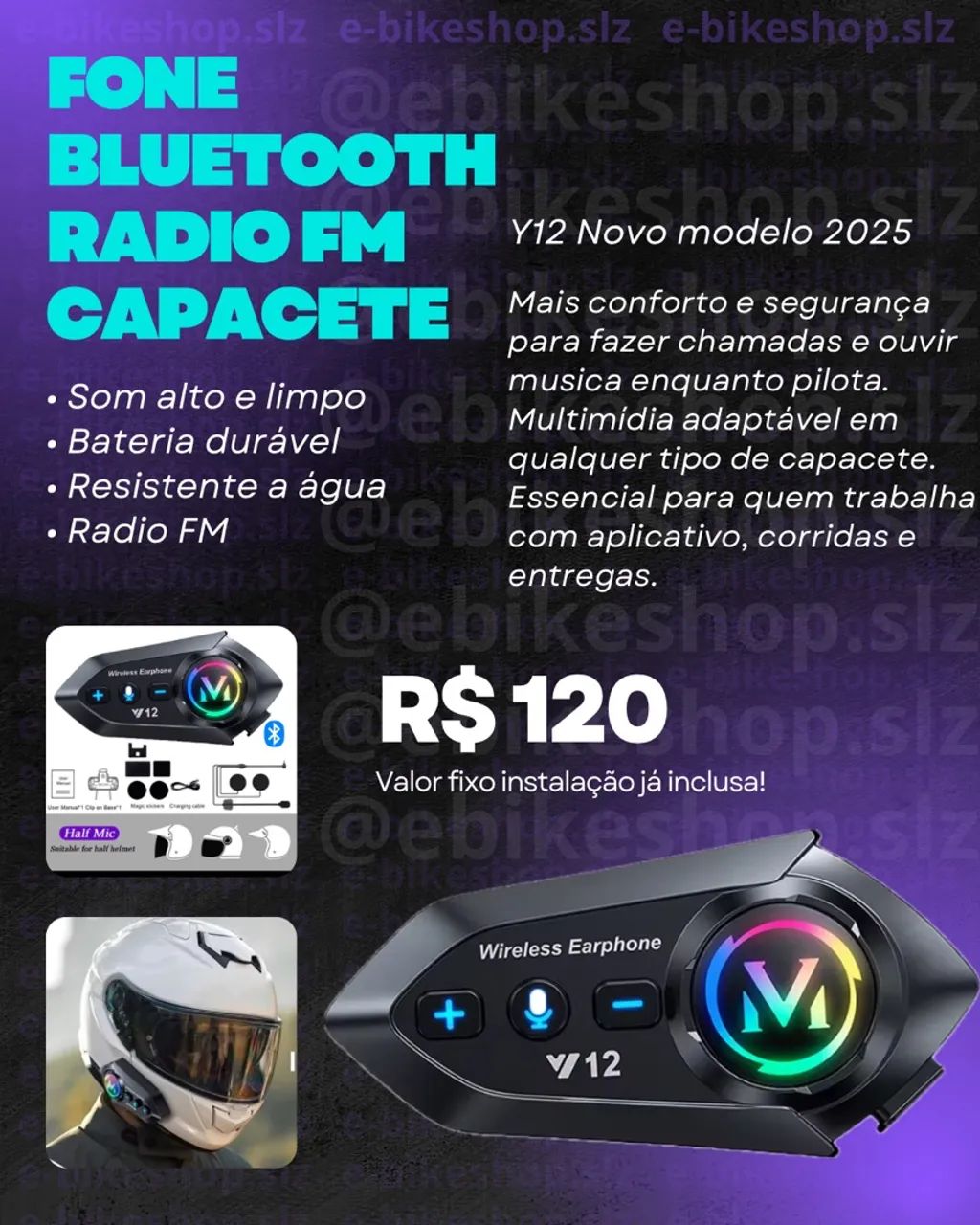Fone Bluetooth para capacete intercom - Acessórios de Celular - Forquilha, São Luís 1405309345 | OLX