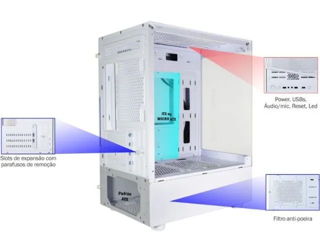 Gabinete Gamer Medusa White Micro Atx - Cg-w1tw *ENTREGA GRÁTIS ...