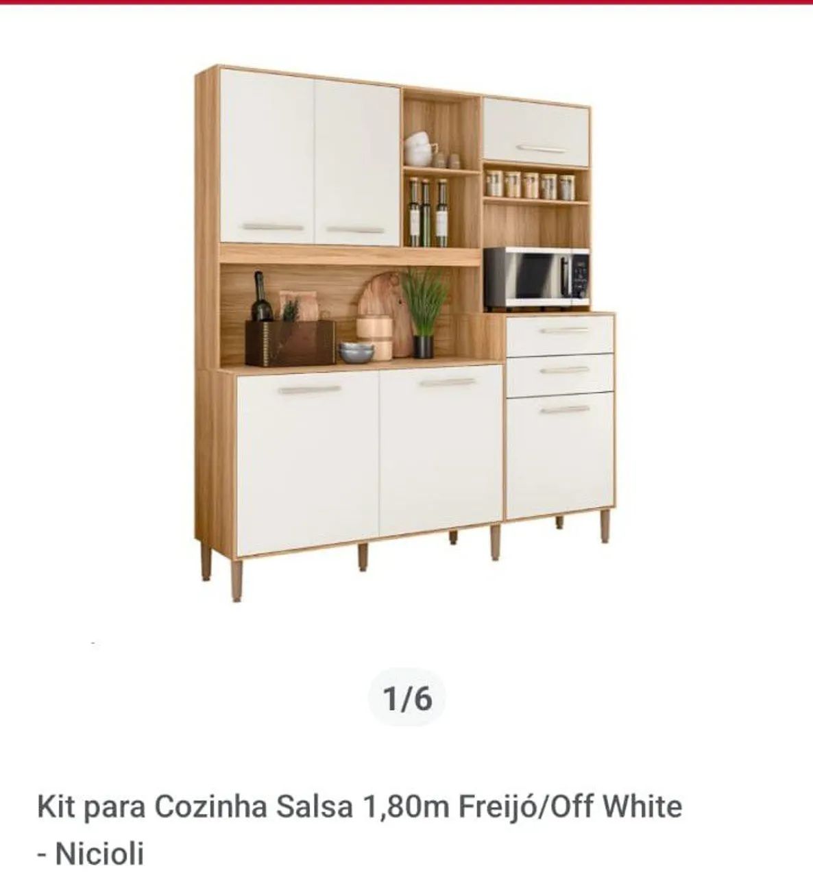 Kit Cozinha Salsa 1,80m Freijó/Off White - Nicoli - Armários e Guarda ...