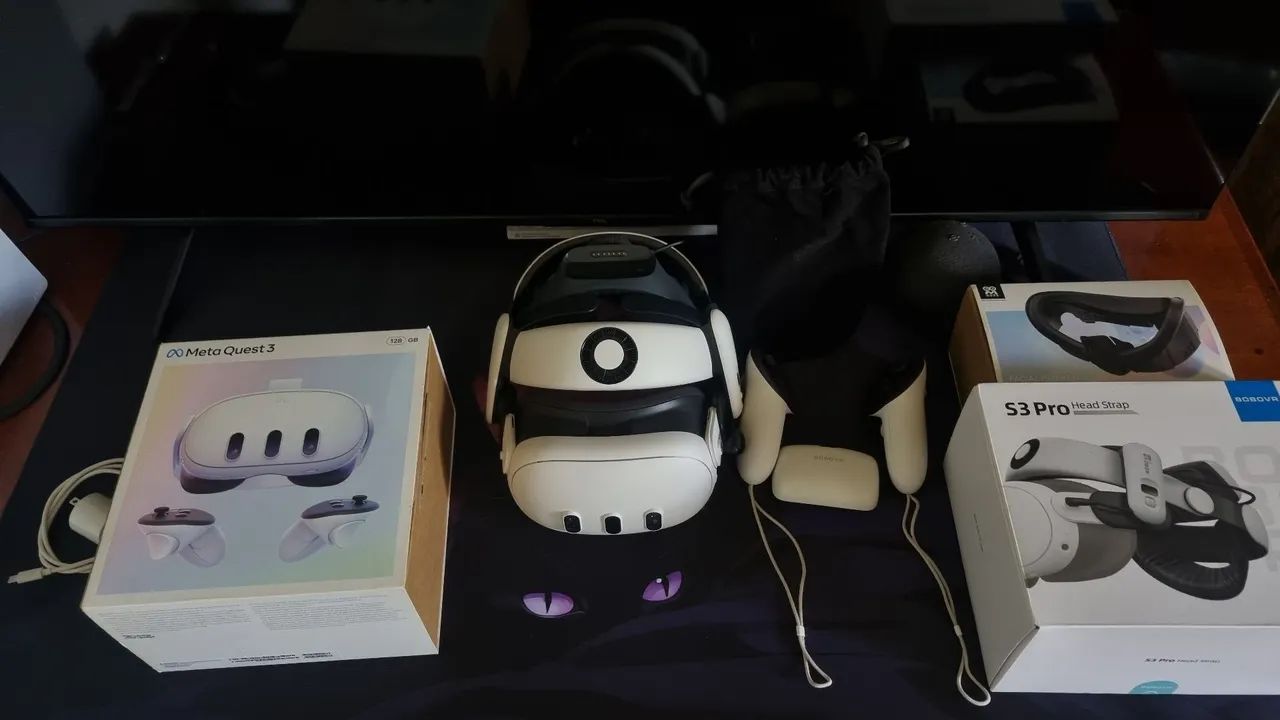 Meta Quest 3 + BoboVR S3 Pro + Case e etc (Completo na Caixa ...