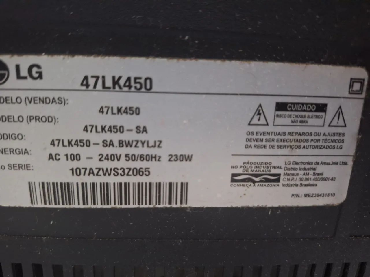 TV LG 47 polegadas com defeito - TVs - Santa Cruz, Rio de Janeiro ...