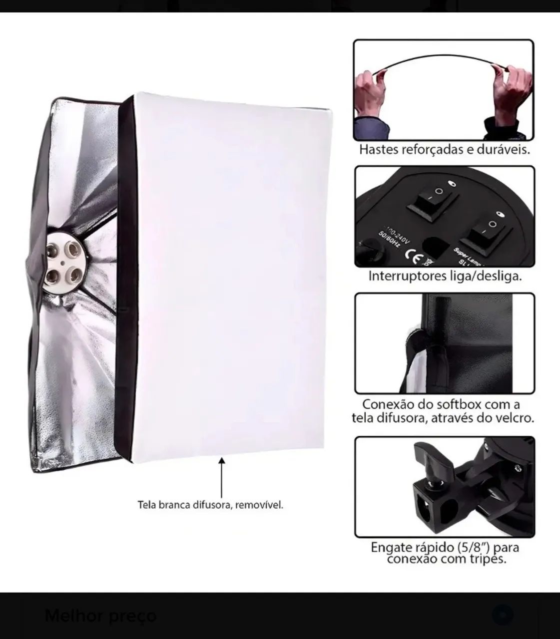 SoftBox Quatro lâmpadas tripé 2 metros - Iluminação - Região dos Lagos ...