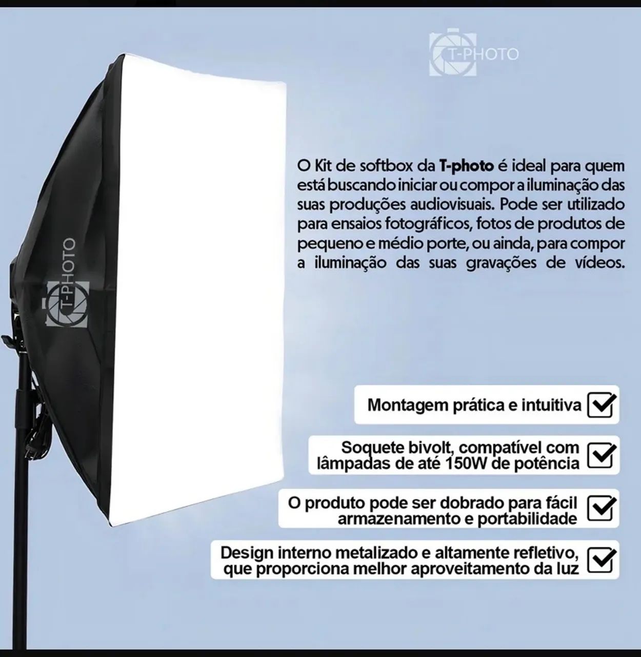 SoftBox Quatro lâmpadas tripé 2 metros - Iluminação - Região dos Lagos ...