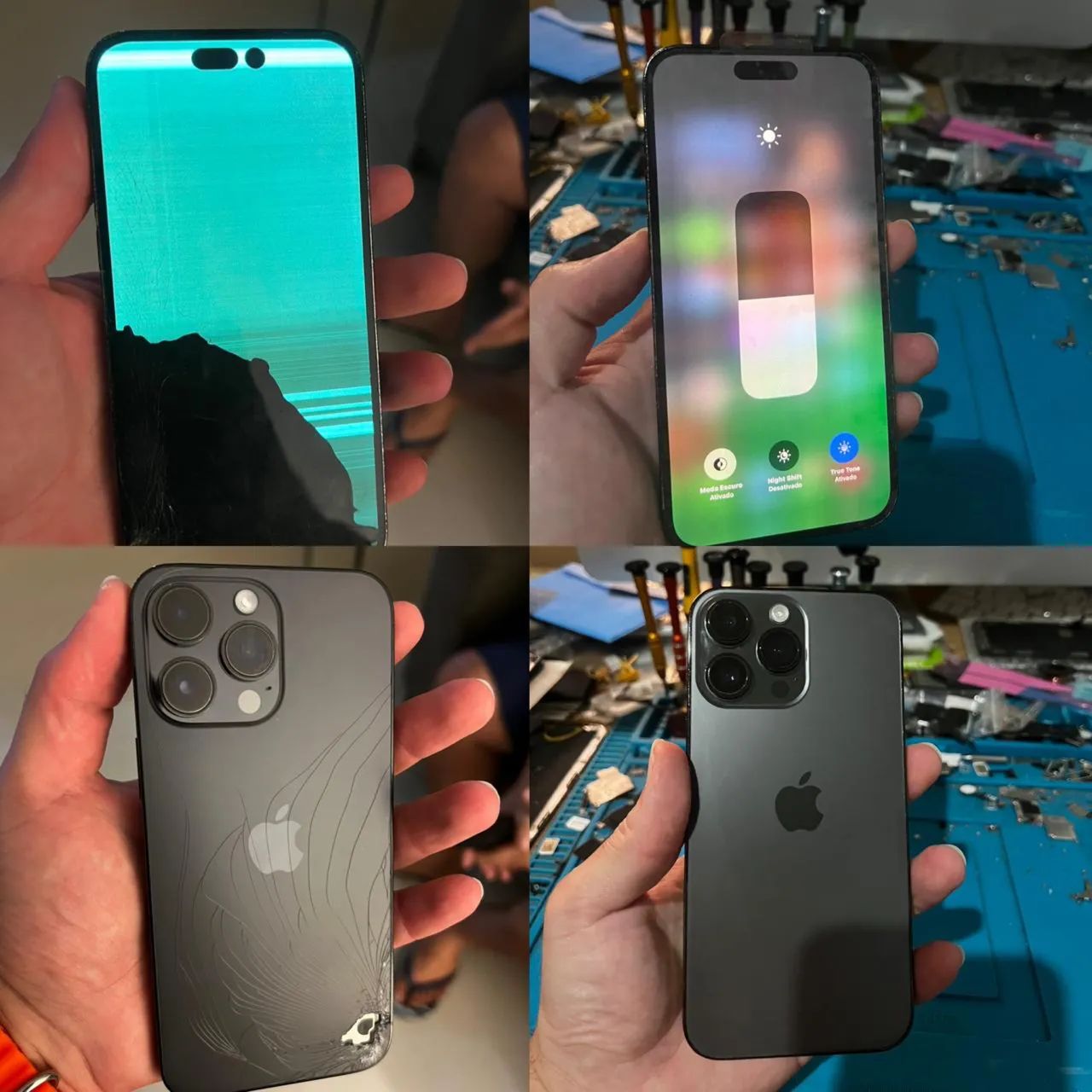 Conserto iPhone tela trincada display quebrado bateria Face ID placa ...