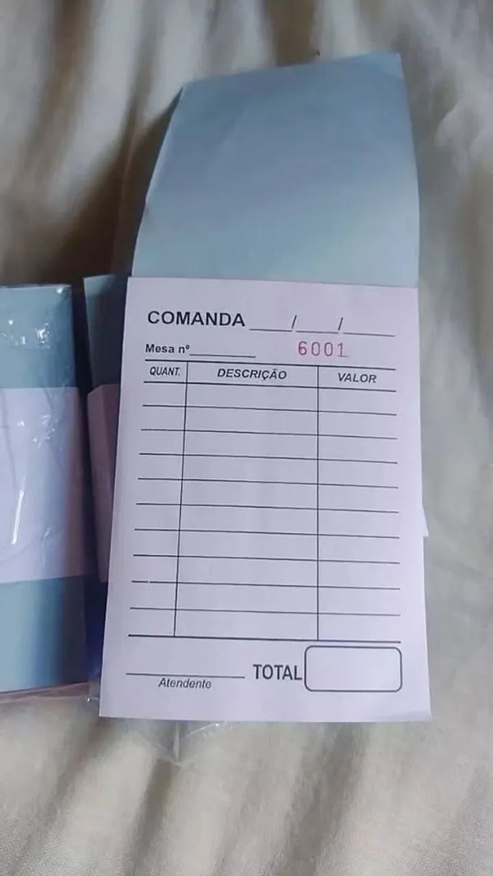 20 Blocos com 100 Comandas 10 x 7 cm - 50 x 2 Vias - Numerados e Auto ...