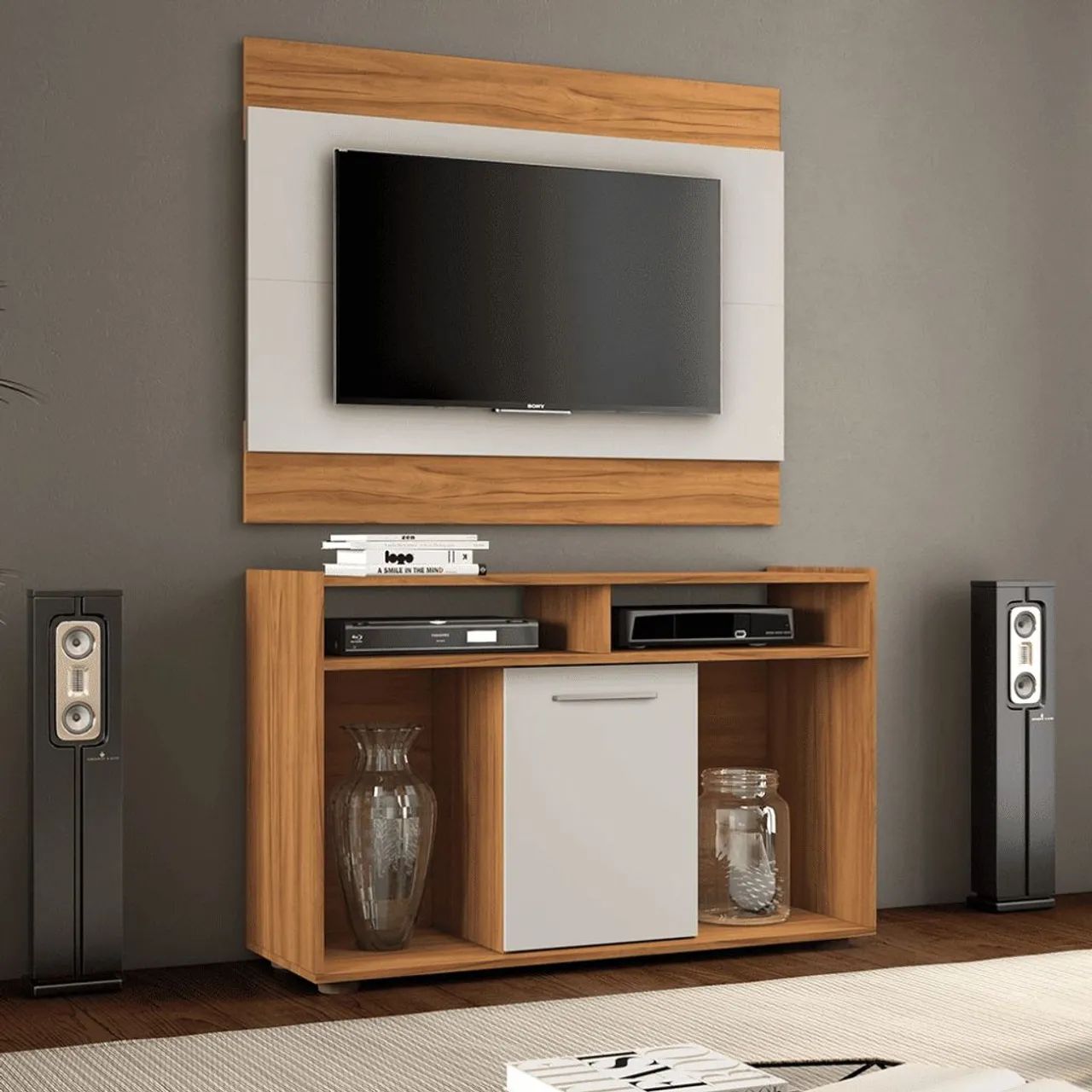 Rack com Painel TV até 43 Polegadas Show Notável Freijó / Off White - Racks e Painéis - São ...