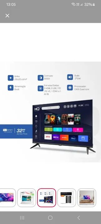 TV LED 32 polegadas Full HD Smart - HQ - TVs - Aluízio Campos, Campina Grande 1360571184 | OLX