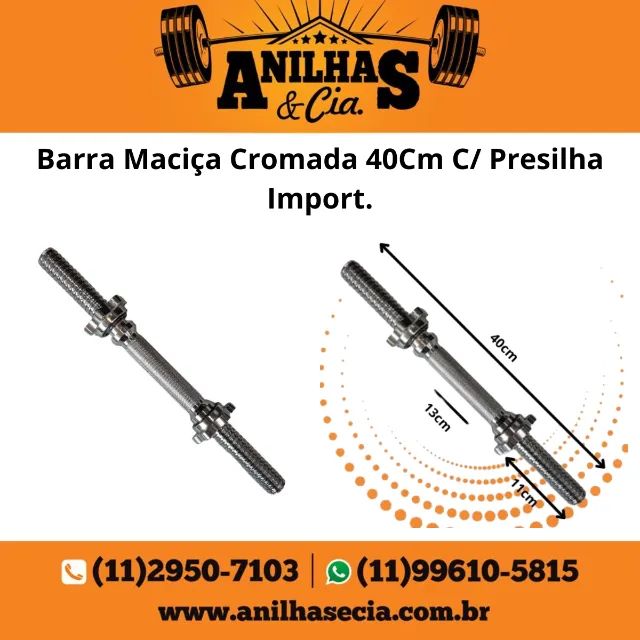 Barra 40Cm Maciça Rosca Estrela Import. - Academia e Exercícios - Casa ...
