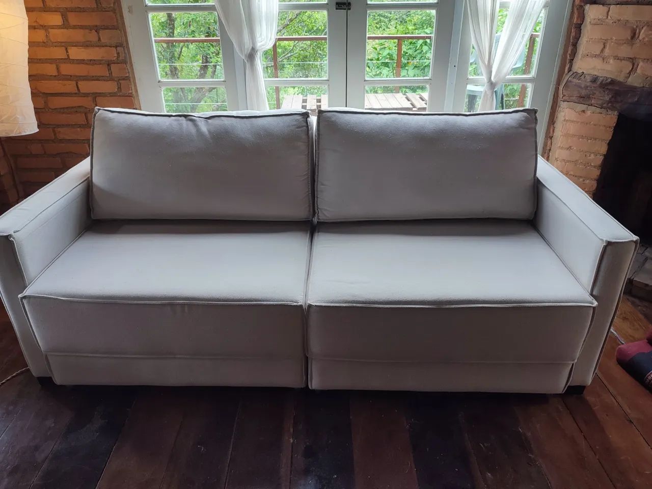 Sofá retrátil de linho impermeabilizado. Semi novo - Sofás e Poltronas ...