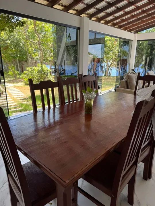 Mesa de Jantar em Madeira Maciça + Buffet + espelho - Mesas - Itaipava ...