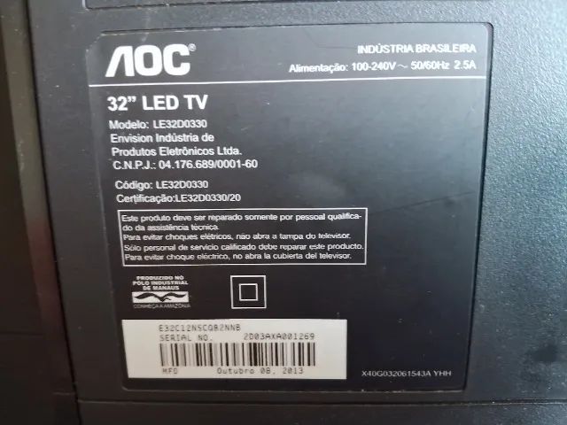 TV LED AOC 32 Polegadas HDTV com conversor TV Digital Integrado e 5 ...