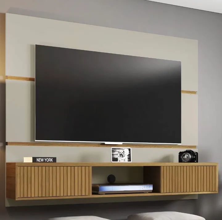 Painel para tv Racks de parede semi novo amadeirado - Racks e Painéis ...