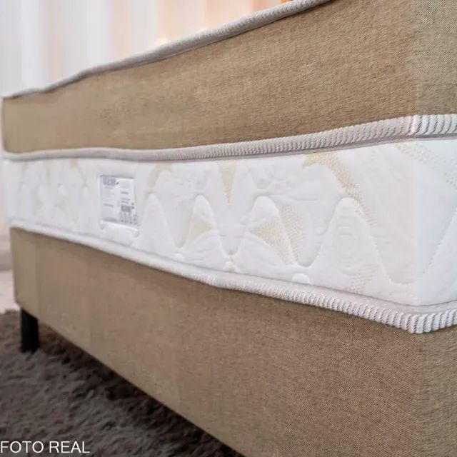 Cama Box Casal Premium Ortopédica D33 138x188x62 + Painel Cabeceira ...