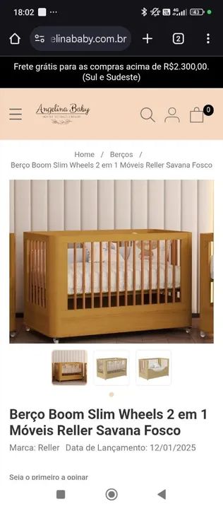 Berço Boom Slim Wheels 2 em 1 Reller Savana Fosco - Camas e Colchões ...