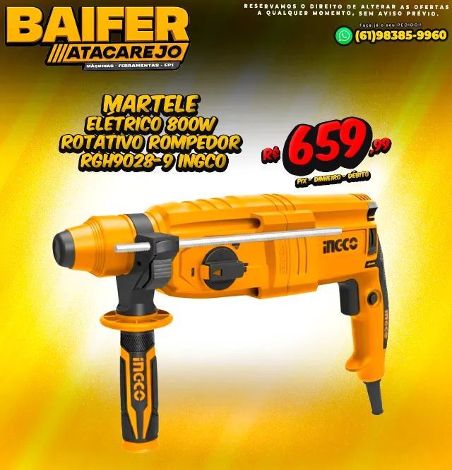 Martele Elétrico 800w Rotativo Rompedor RGh9028-9 Ingco - Ferramentas ...