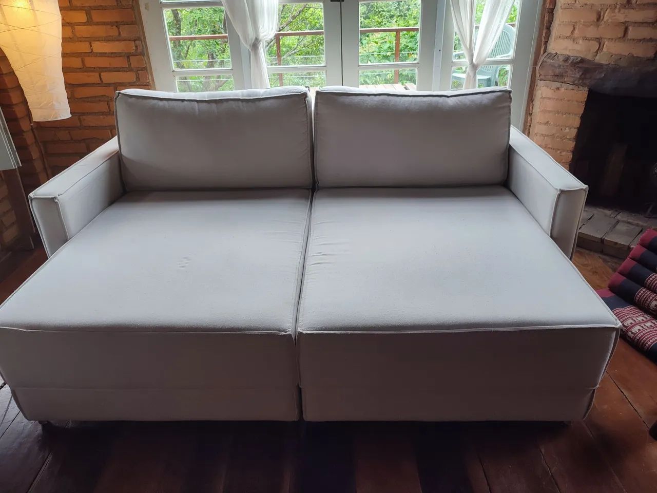 Sofá retrátil de linho impermeabilizado. Semi novo - Sofás e Poltronas ...