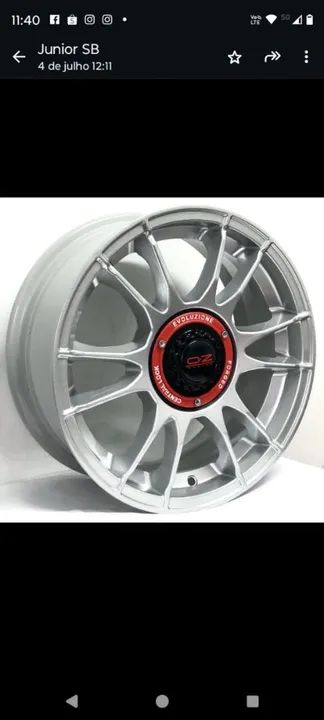 Roda aro 15 Scorro S251 Prata com calota central vermelha Oz multi ...