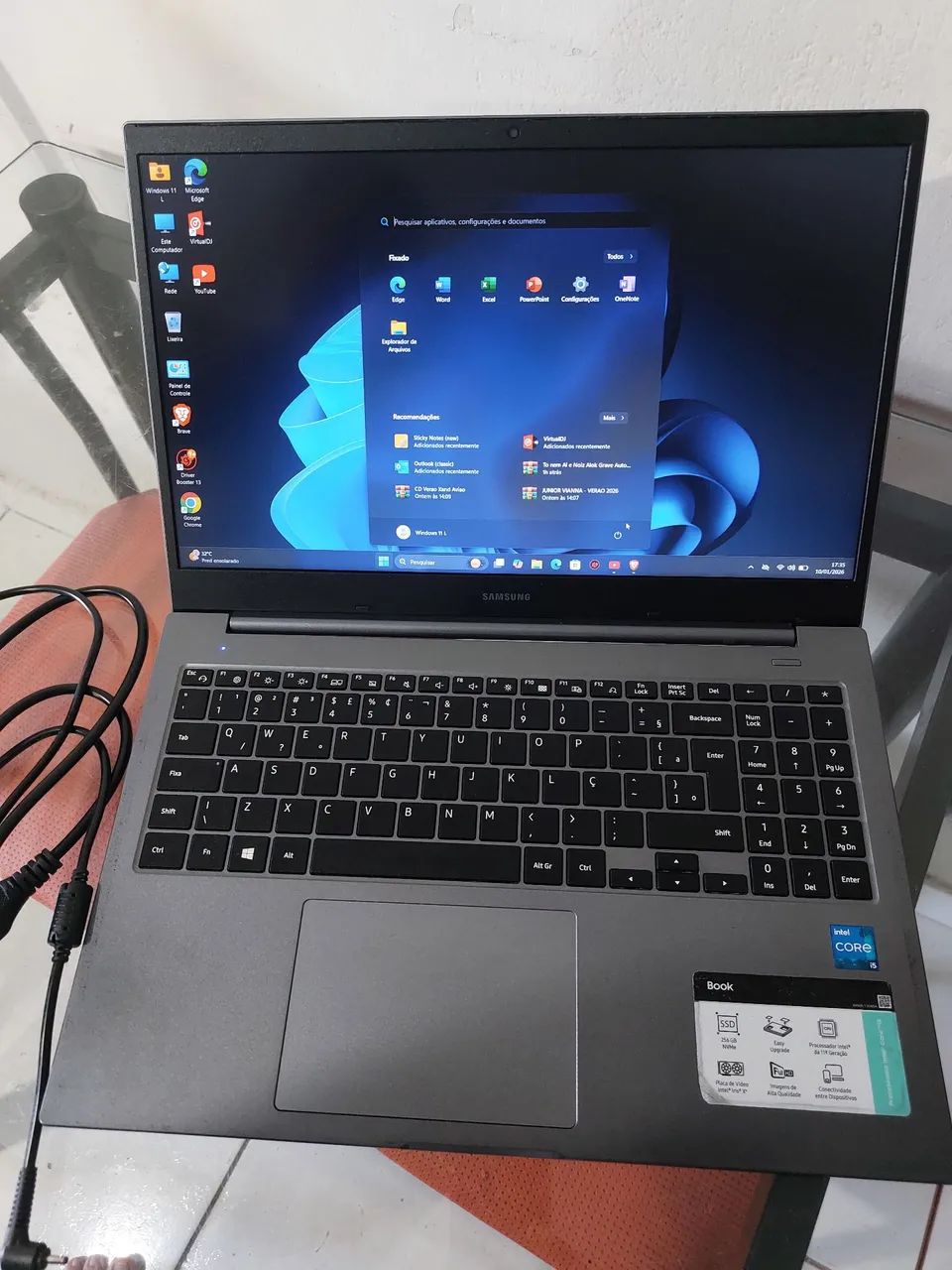 Notebook Samsung 550x - i5 11ª ger - 8 de ram ddr4- ssd 256 + hd 500gb ...