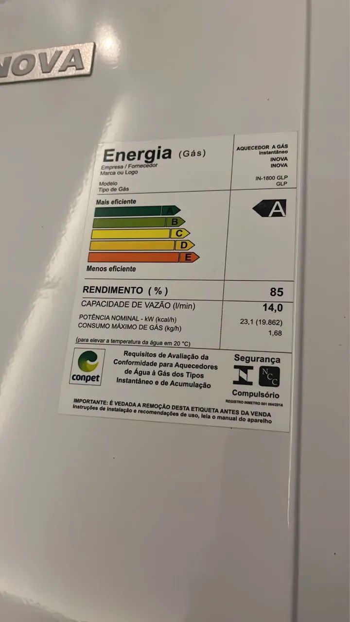Aquecedor a gás Inova - 14 litros - Ventiladores e Climatizadores ...