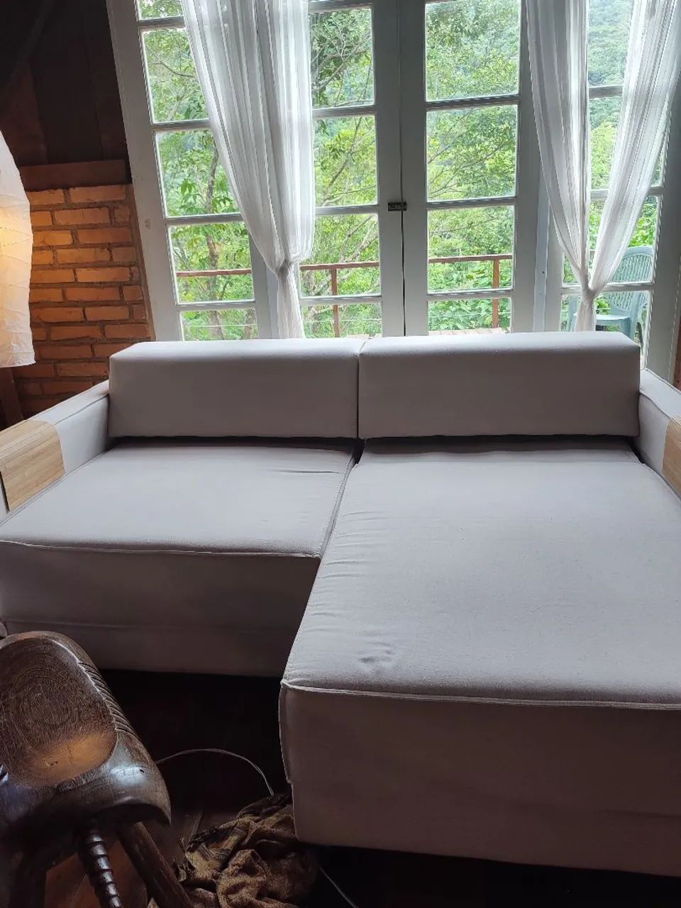 Sofá retrátil de linho impermeabilizado. Semi novo - Sofás e Poltronas ...