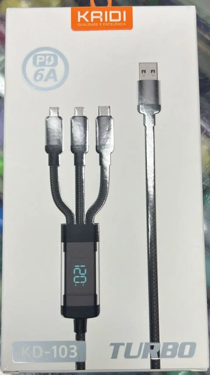 Cabo Carregamento Tela Digital Kaidi Turbo Pd6a 3em1 Kd-103 - Acessórios de Celular - Ceilândia ...