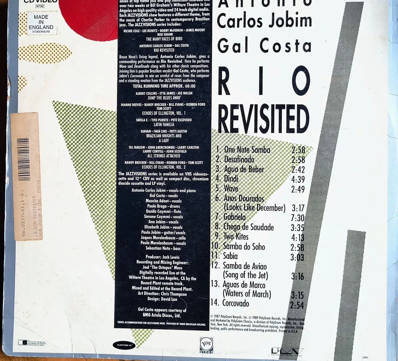 LASER DISC tenho vários títulos, Tom Jobim e Gal Costa, Natalie Cole ...