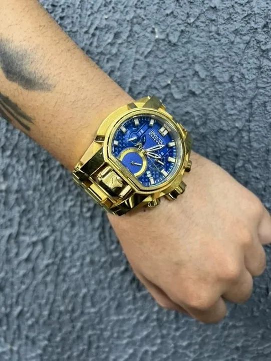 Relógio Invicta dourado com mostrador azul - Acessórios - Vila Humaitá, Santo André 1377451724 | OLX