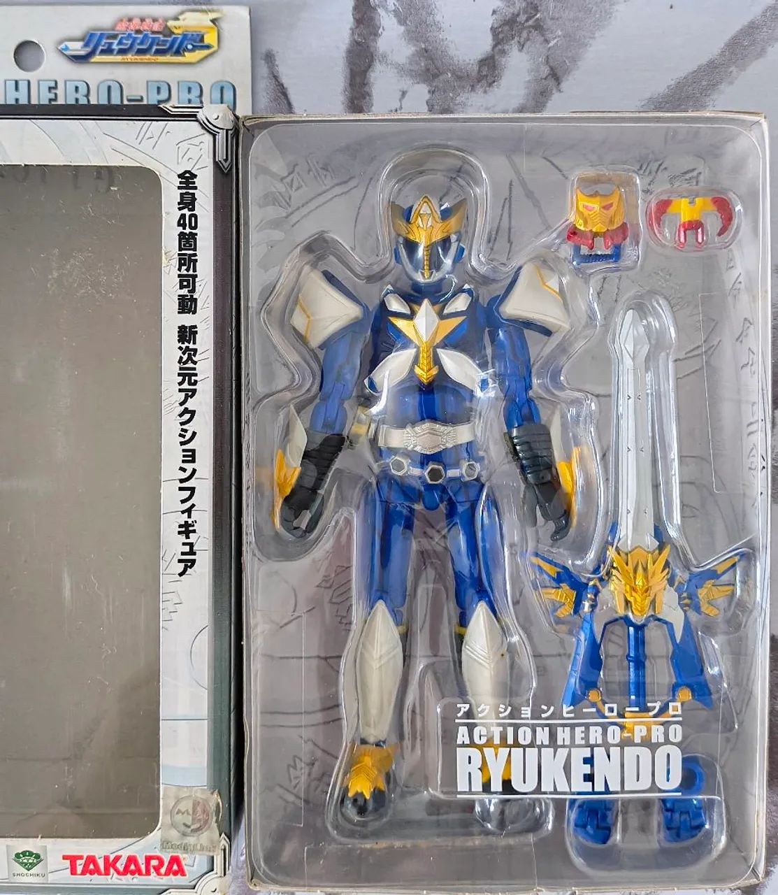 RARO Action Figure Herói Ryukendo, Takara Action Hero-Pro, Mandan Senki ...