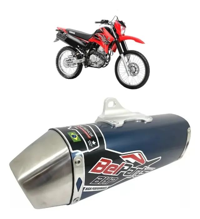 Escapamento belparts xtz-250 lander/tenere inox azul (anos 2006 a 2024 ...