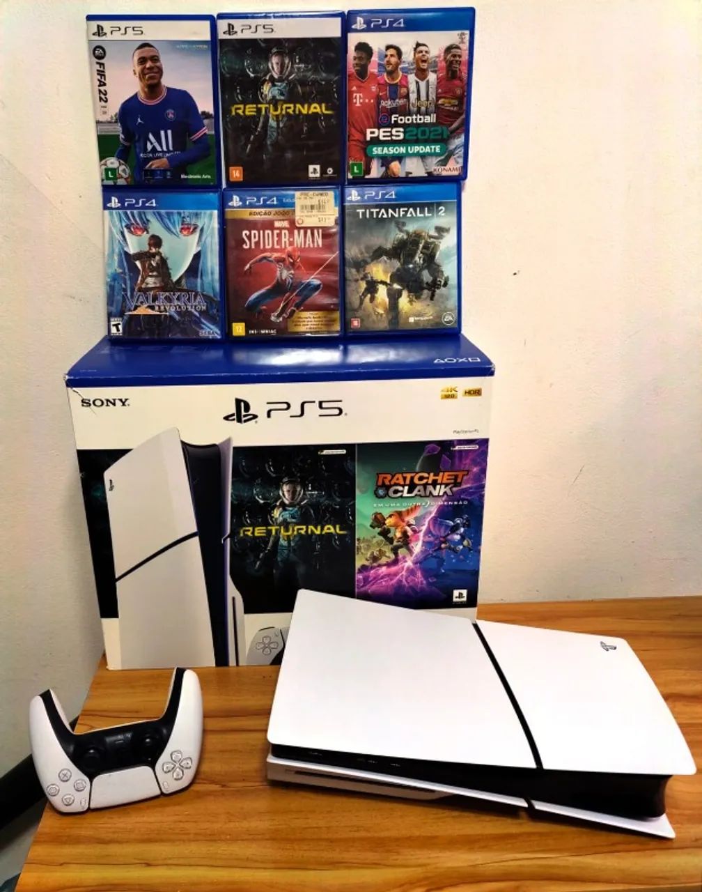 Ps5 Slim Completo C/ Leitor + Vários Jogos - Ac cartão - Consoles de ...