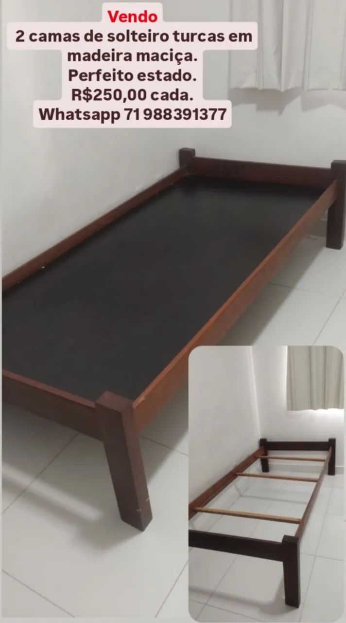 Cama solteiro turca em madeira maciça - Camas e Colchões - Catu de ...