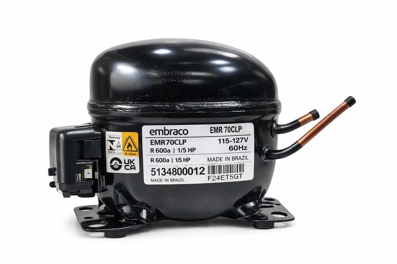 Compressor Embraco EMR70CLP 1/5HP R600a 110/220V Original Geladeira ...