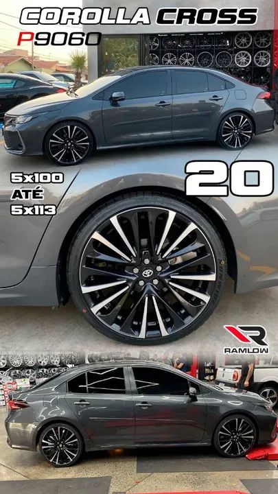 Rodas Corolla Cross aro 20 preta com diamantado 5x100 e 5x114 - Carros ...