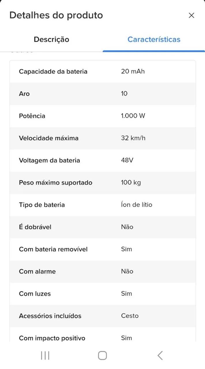 Nado C2 bike elétrica scooter 1000w, 48v, Bateria lítio 60km - Ciclismo ...
