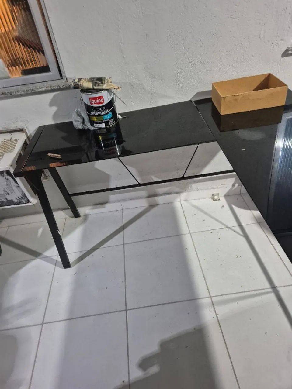 Mesa em L com tampo de vidro - Mesas - Galeão, Rio de Janeiro ...