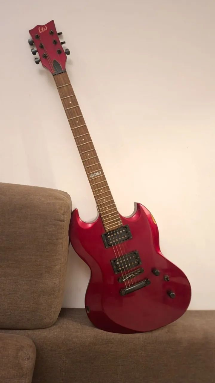 Guitarra LTD (ESP) Viper 50 Regulada - tipo Gibson/Epiphone SG Vermelha Vinho Diablo Red ...